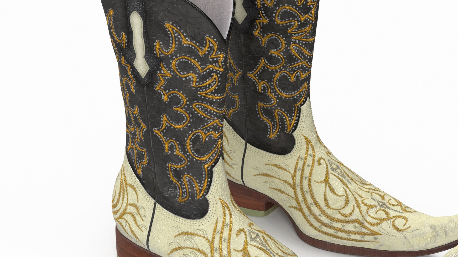 Mexican Guarachero Boots White 3D Model - TurboSquid 2252731