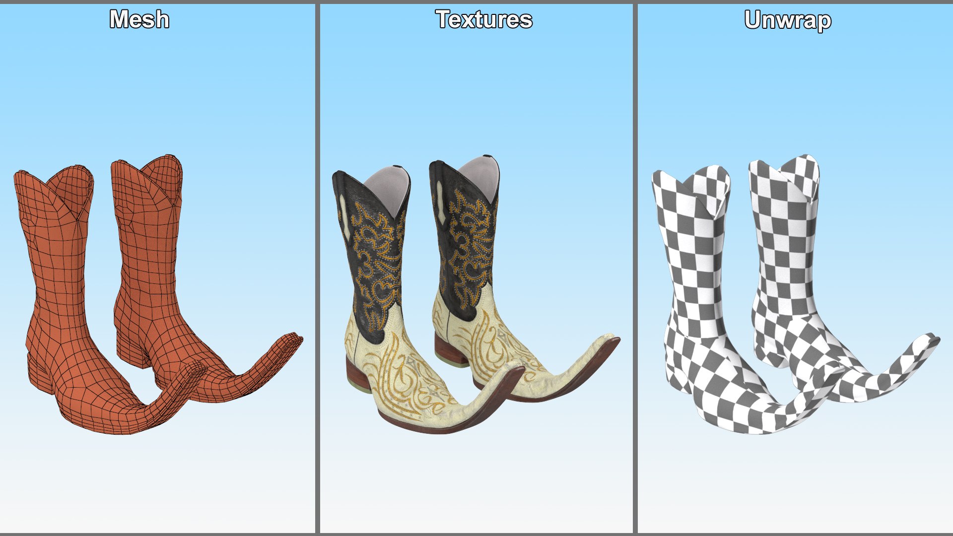 Mexican Guarachero Boots White 3D Model - TurboSquid 2252731