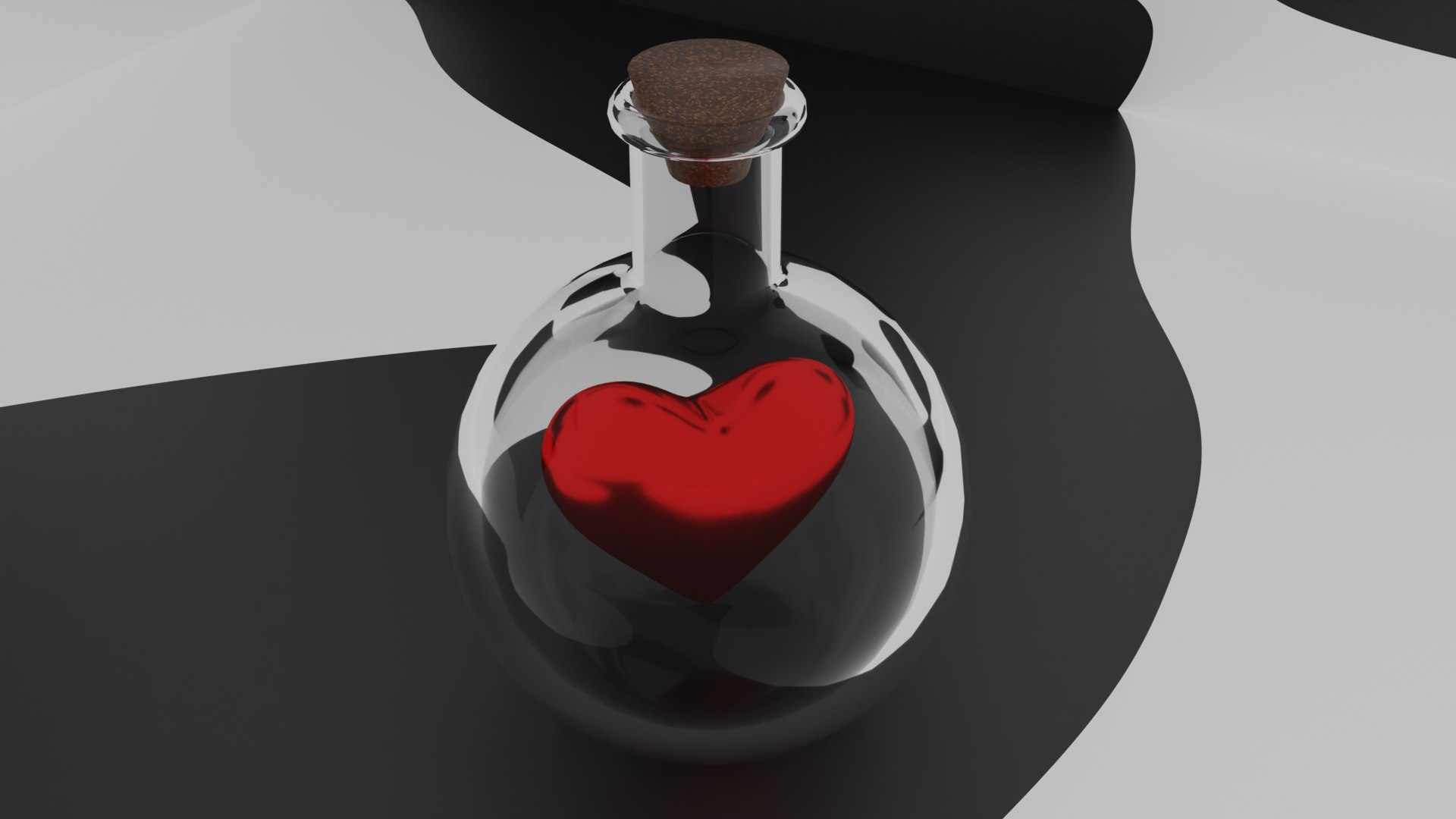 Heart in filled bottle model - TurboSquid 2145037