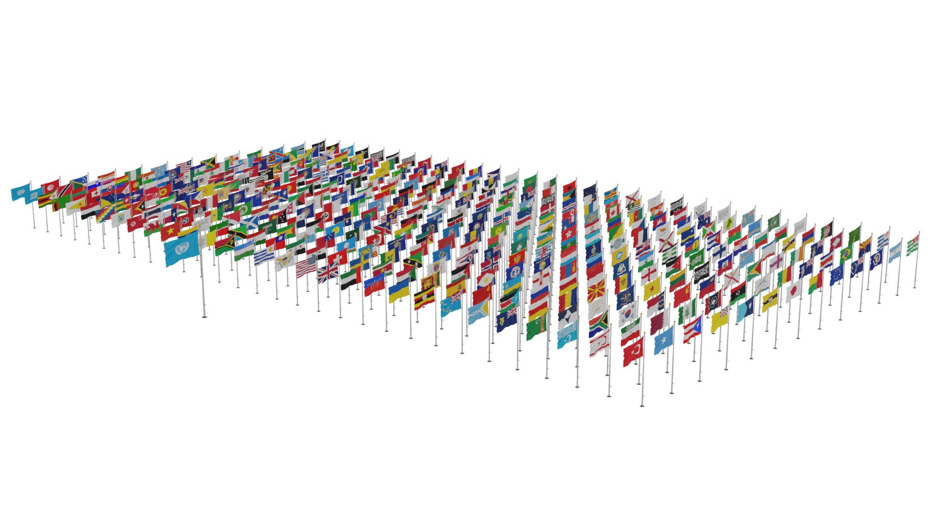 3D Pole Flag World Collection Model - TurboSquid 2368636