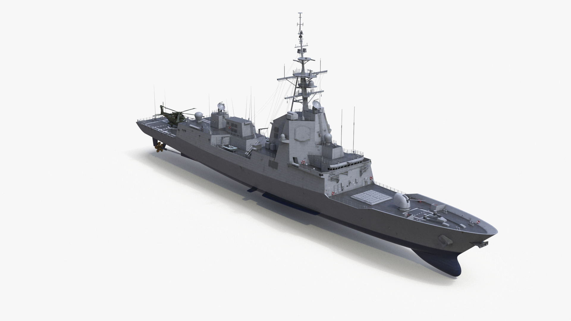 F101 Alvaro De Bazan Class Frigate With Helicopter 3D Model ...