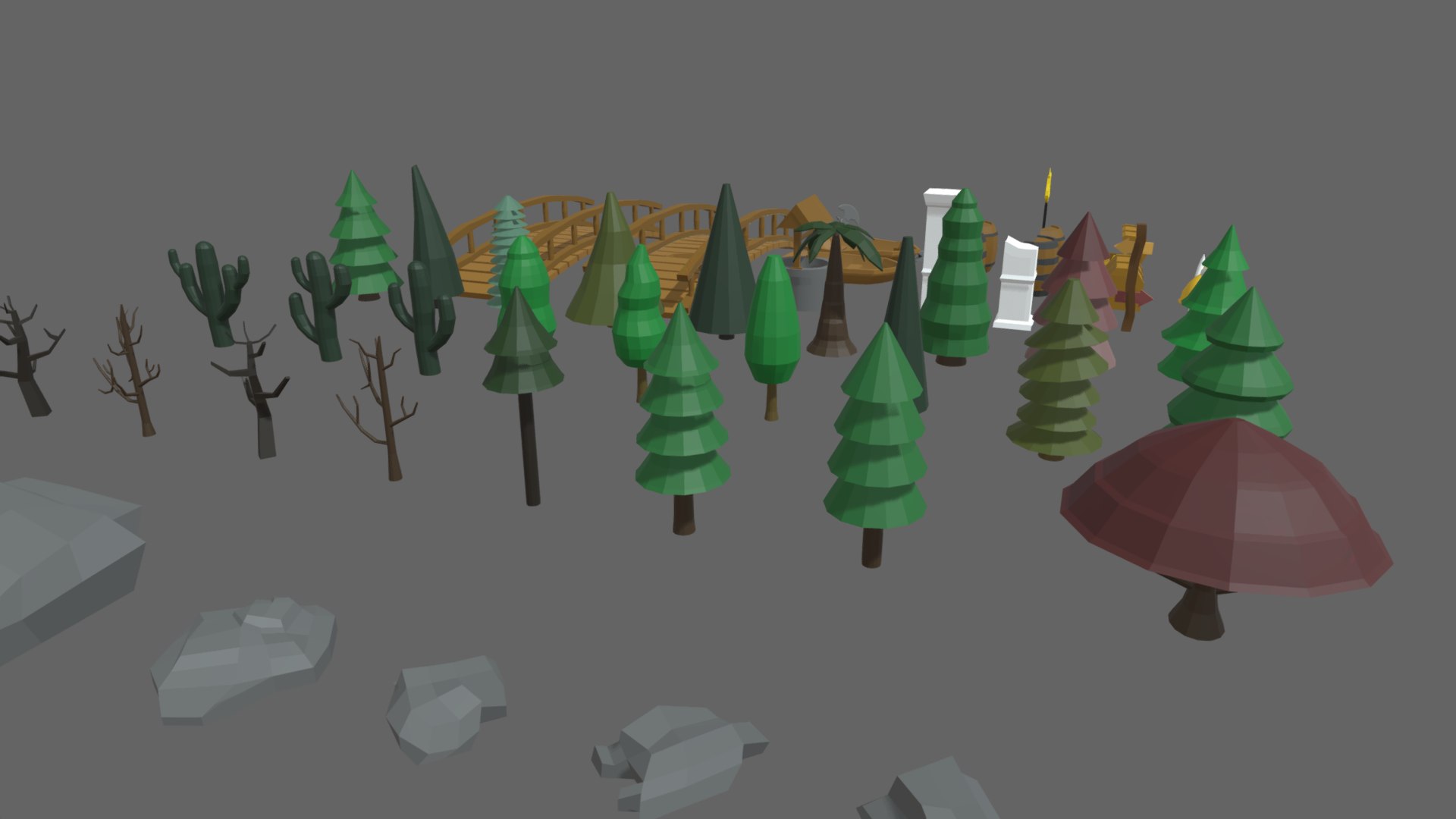 3D Low Poly Trees Videogame Assets Model - TurboSquid 1849183