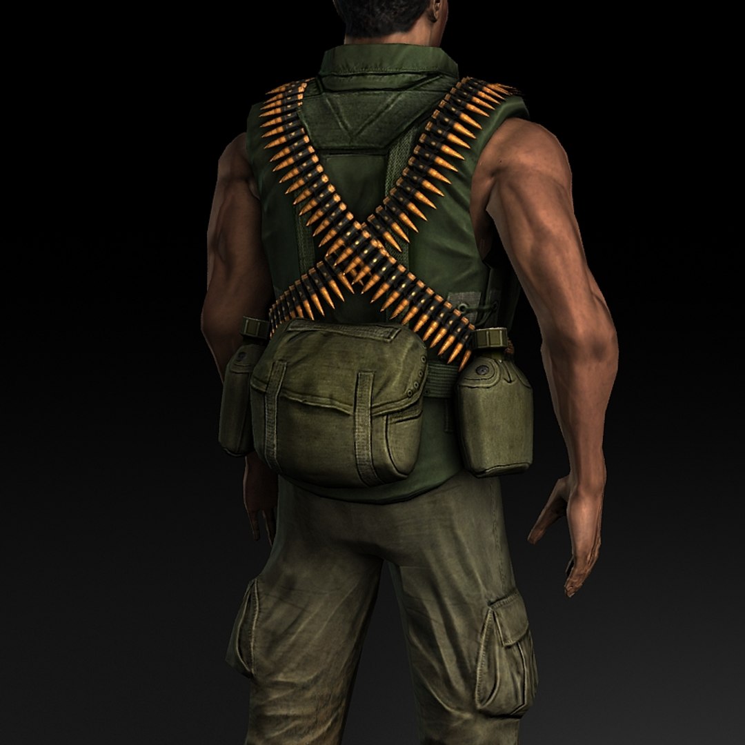 3ds max machine gunner rigged biped
