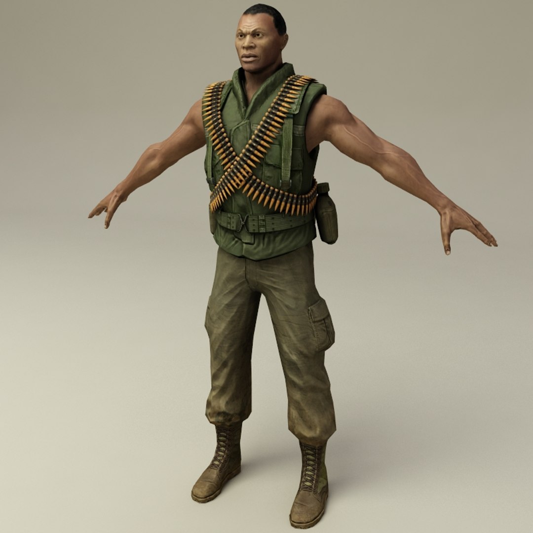3ds max machine gunner rigged biped