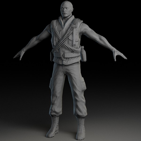 3ds max machine gunner rigged biped