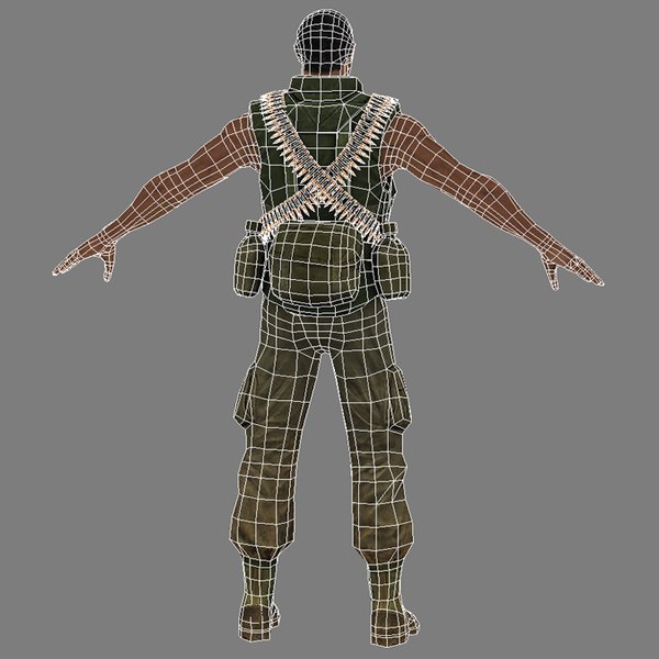 3ds max machine gunner rigged biped