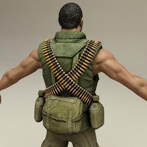 3ds max machine gunner rigged biped