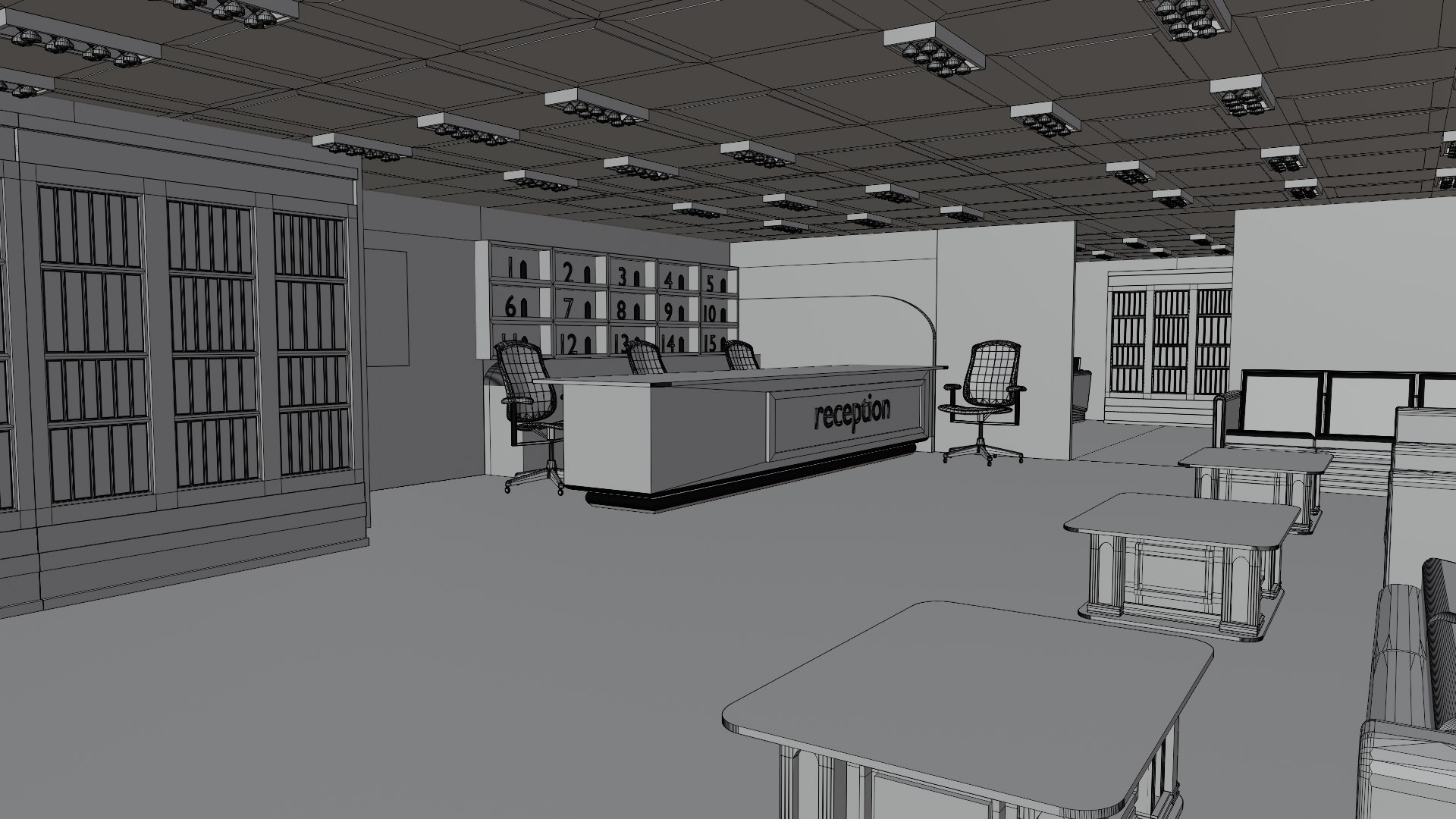 3D model Reception Interior No Material - TurboSquid 2178795