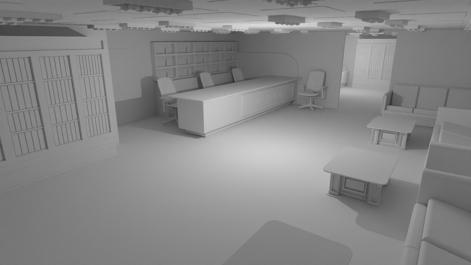 3D model Reception Interior No Material - TurboSquid 2178795