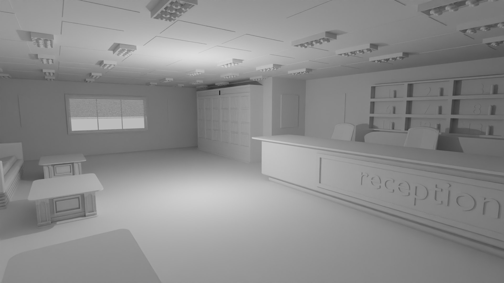 3D model Reception Interior No Material - TurboSquid 2178795