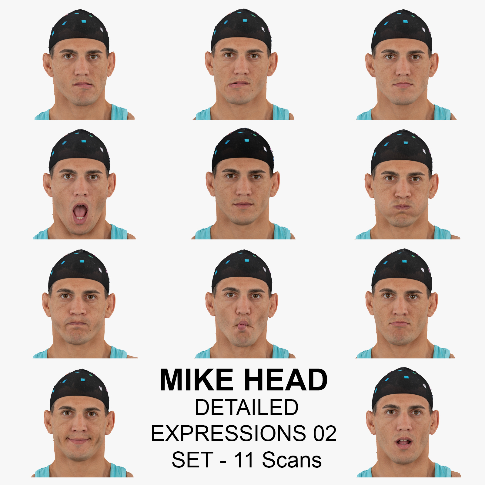 Mike Real Head Detailed Expressions 02 Set 11 RAW Scans Collection 3D ...