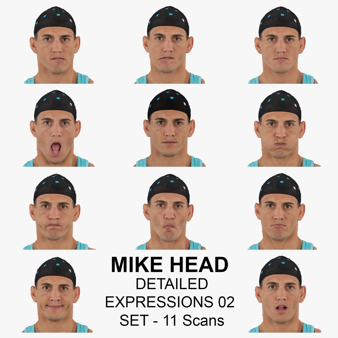 Mike Real Head Detailed Expressions 02 Set 11 RAW Scans Collection 3D ...