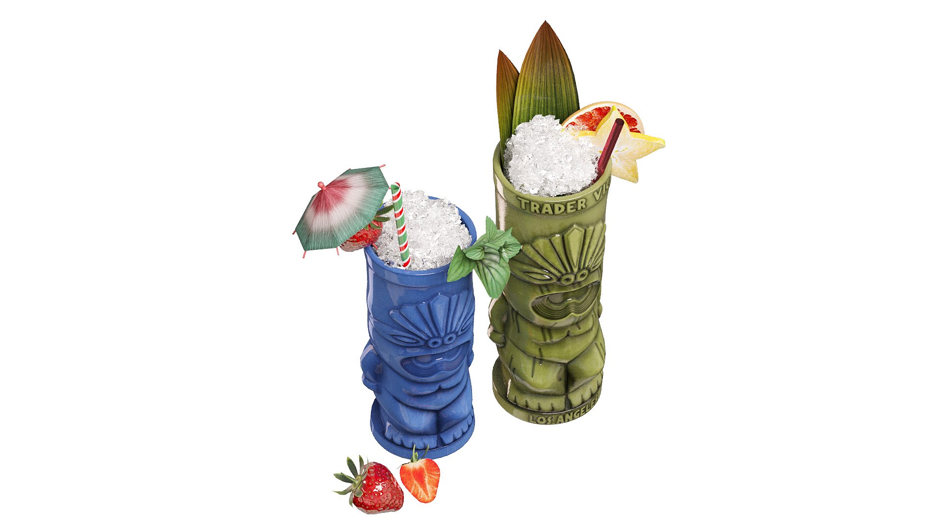 3D Model TIKI Glasses With Cocktails - TurboSquid 2124421