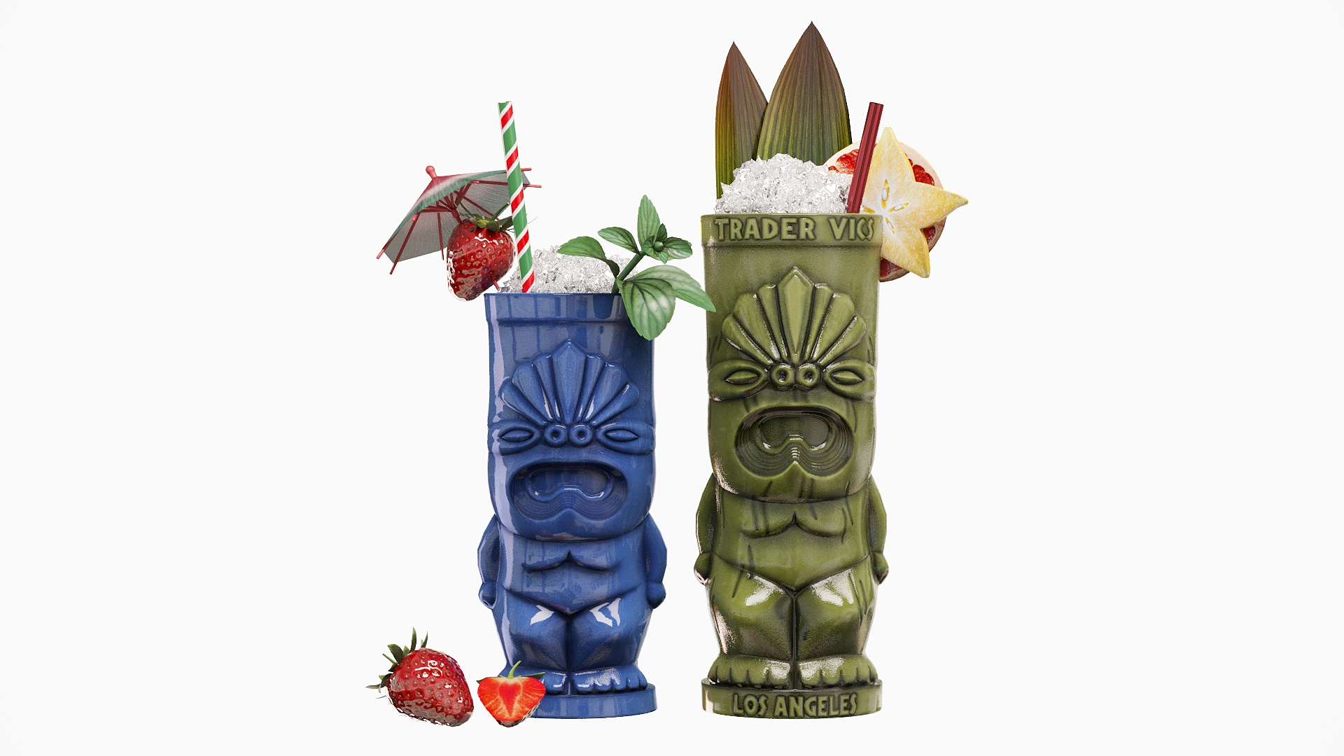 3D Model TIKI Glasses With Cocktails - TurboSquid 2124421