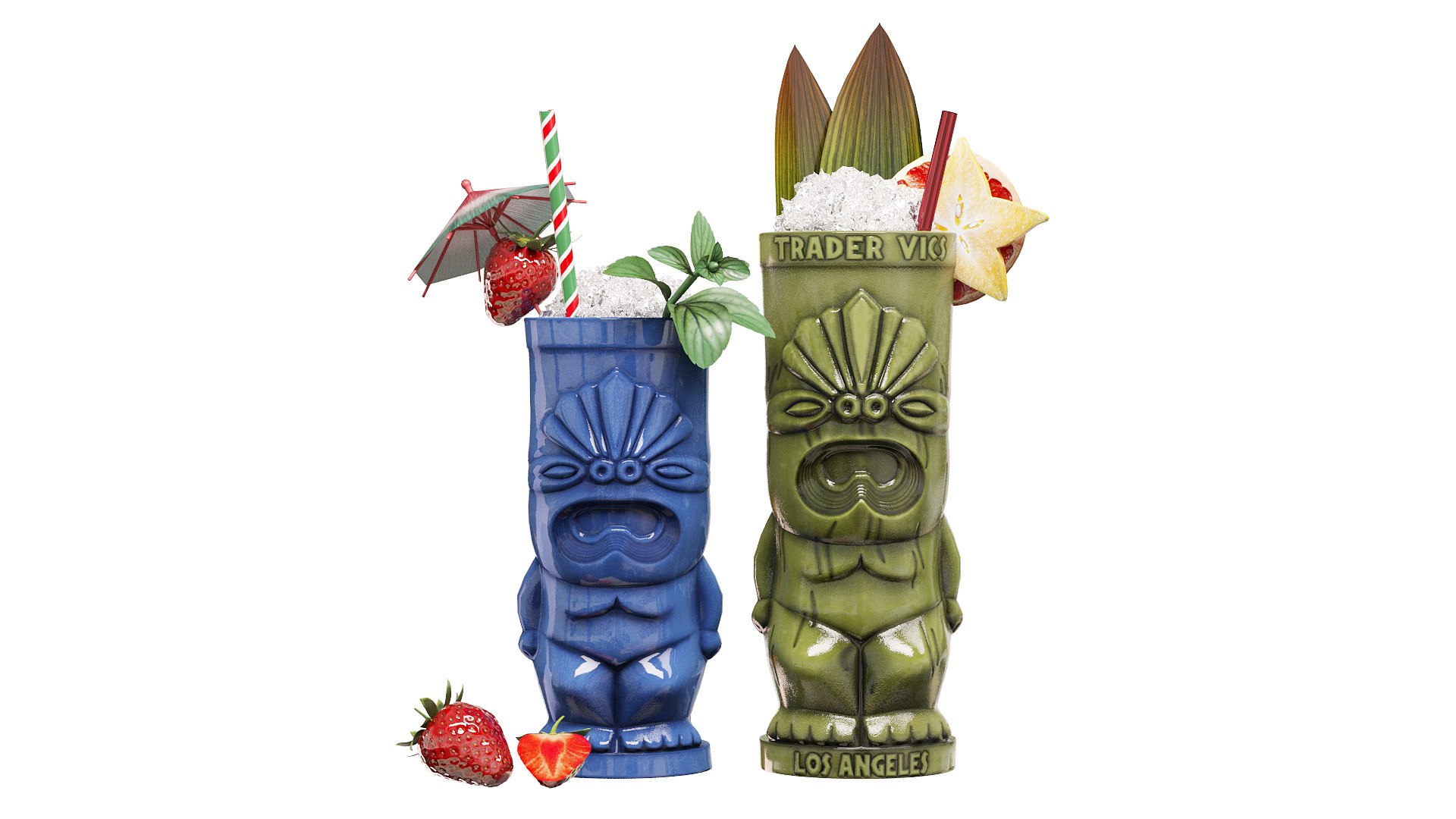 3D Model TIKI Glasses With Cocktails - TurboSquid 2124421