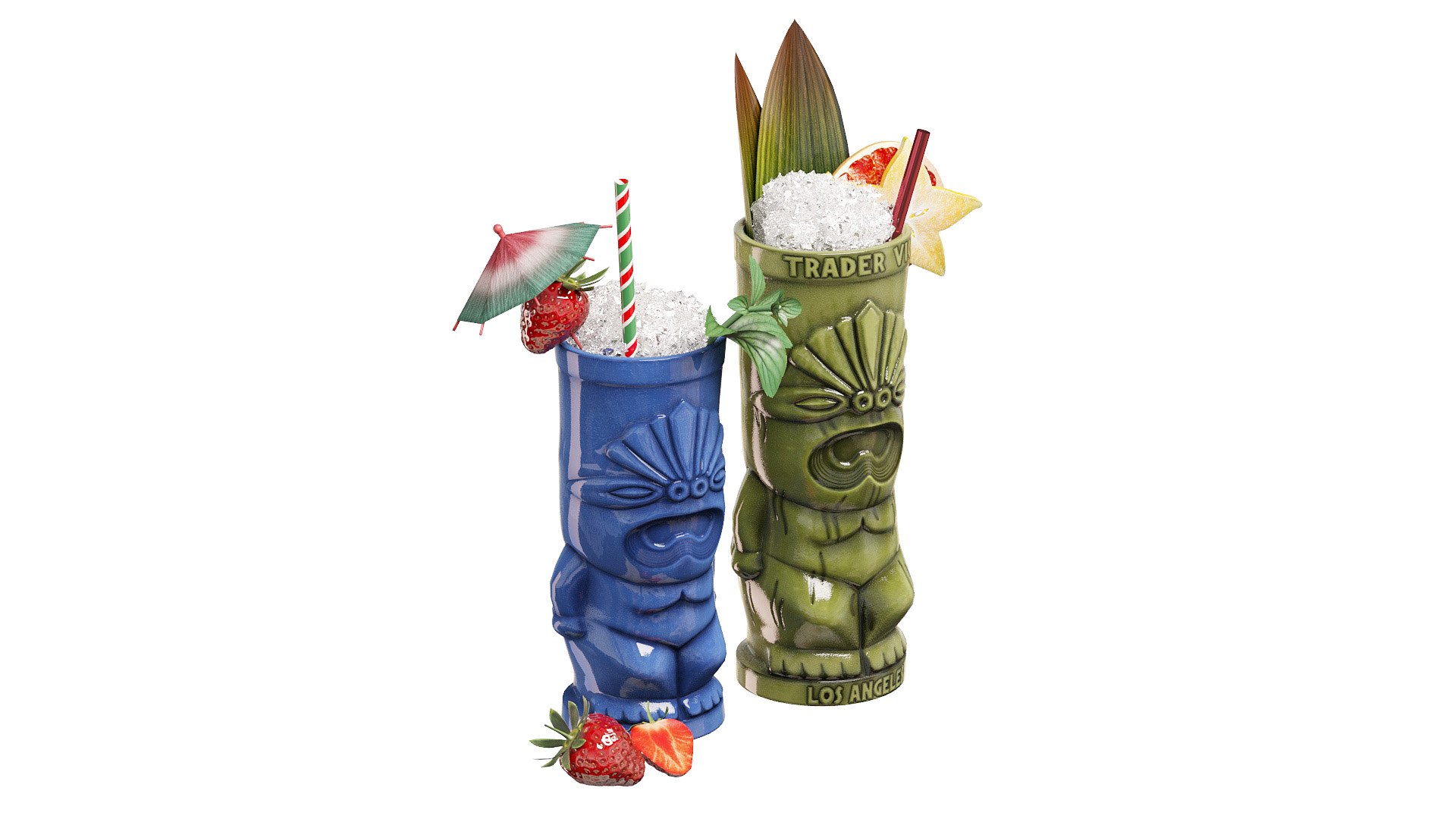 3D Model TIKI Glasses With Cocktails - TurboSquid 2124421