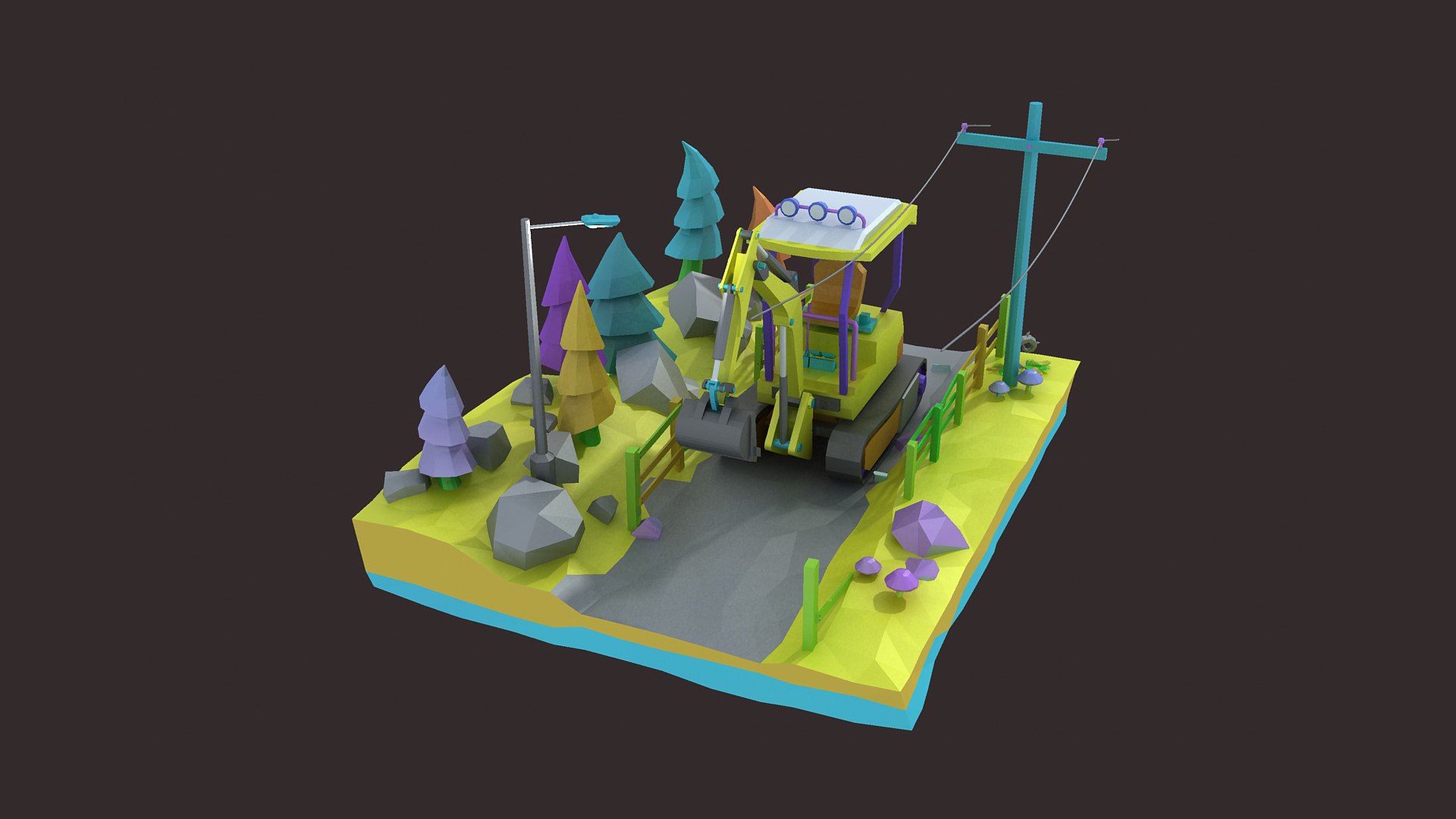 3D Cartoon Diggers Low Poly Excavator Model - TurboSquid 1863515