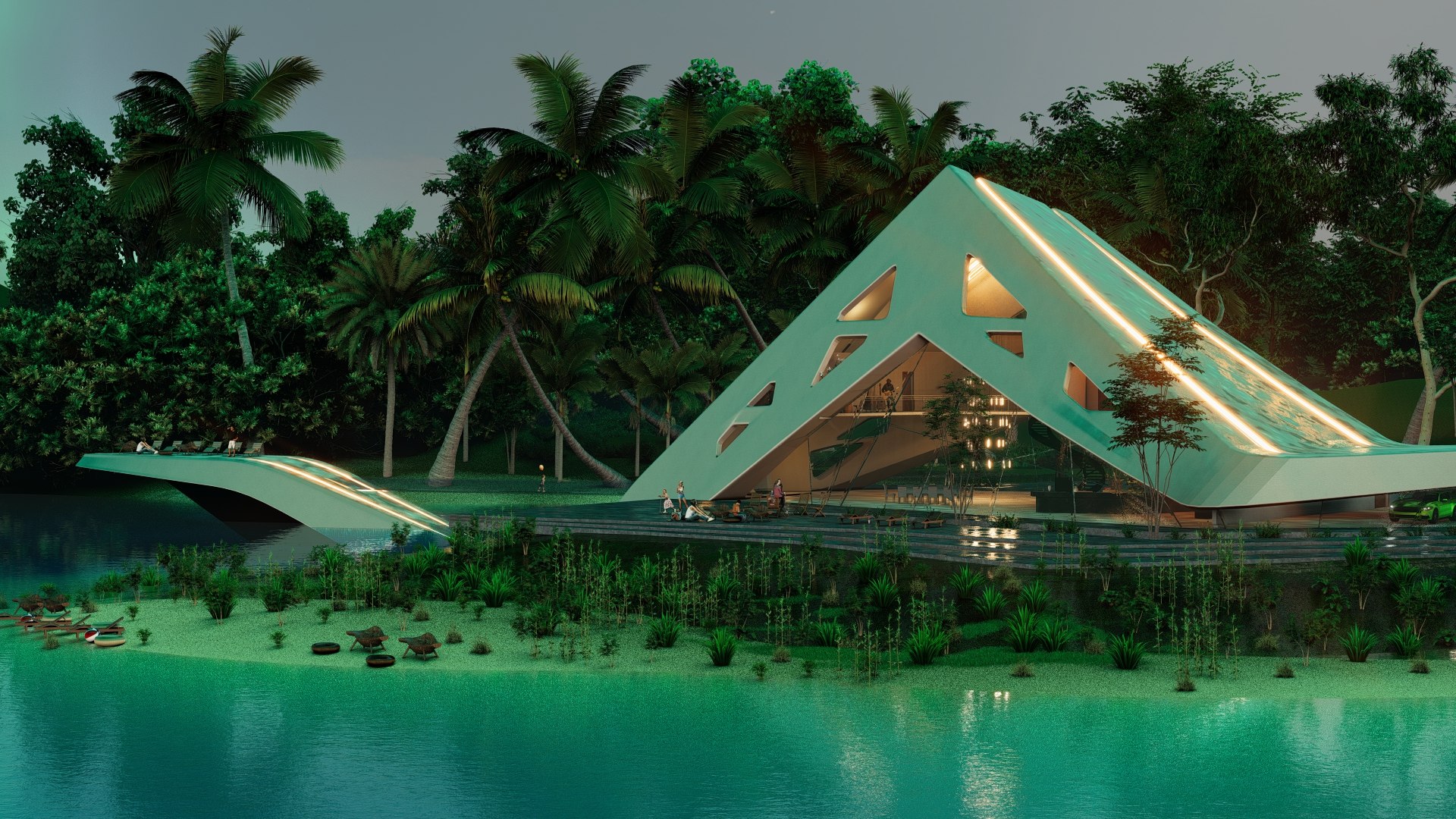 3D Deconstruction Architecture Futuristic Modern Beach House Luxury ...