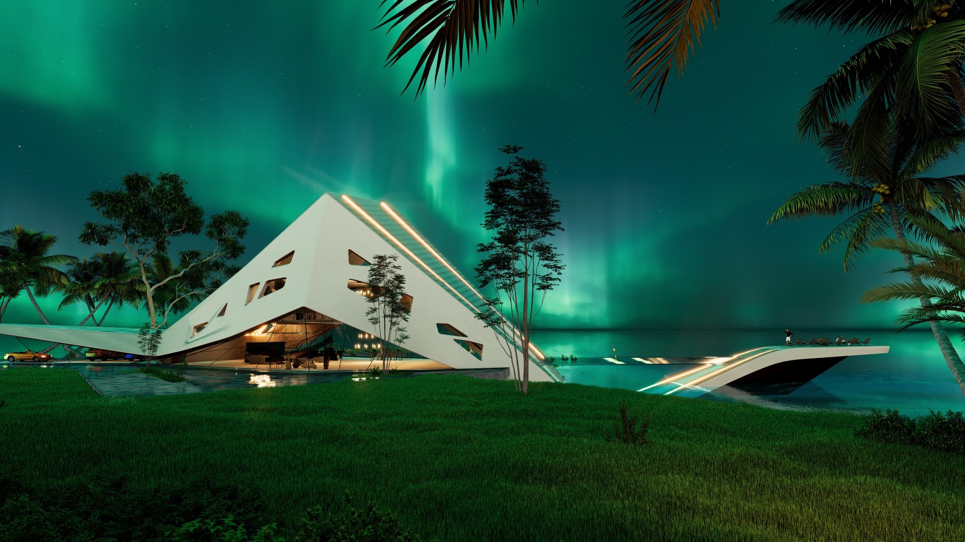 3D Deconstruction Architecture Futuristic Modern Beach House Luxury ...