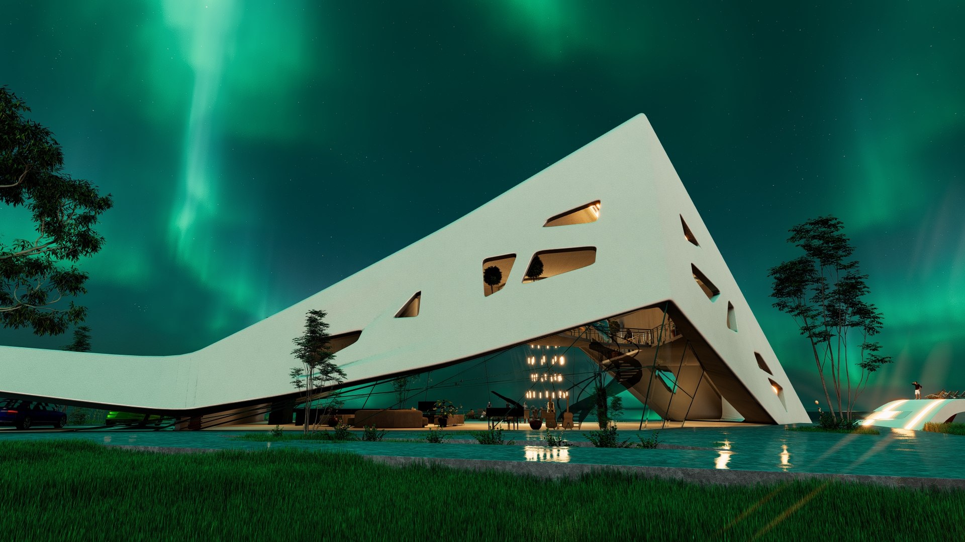 3D Deconstruction Architecture Futuristic Modern Beach House Luxury ...