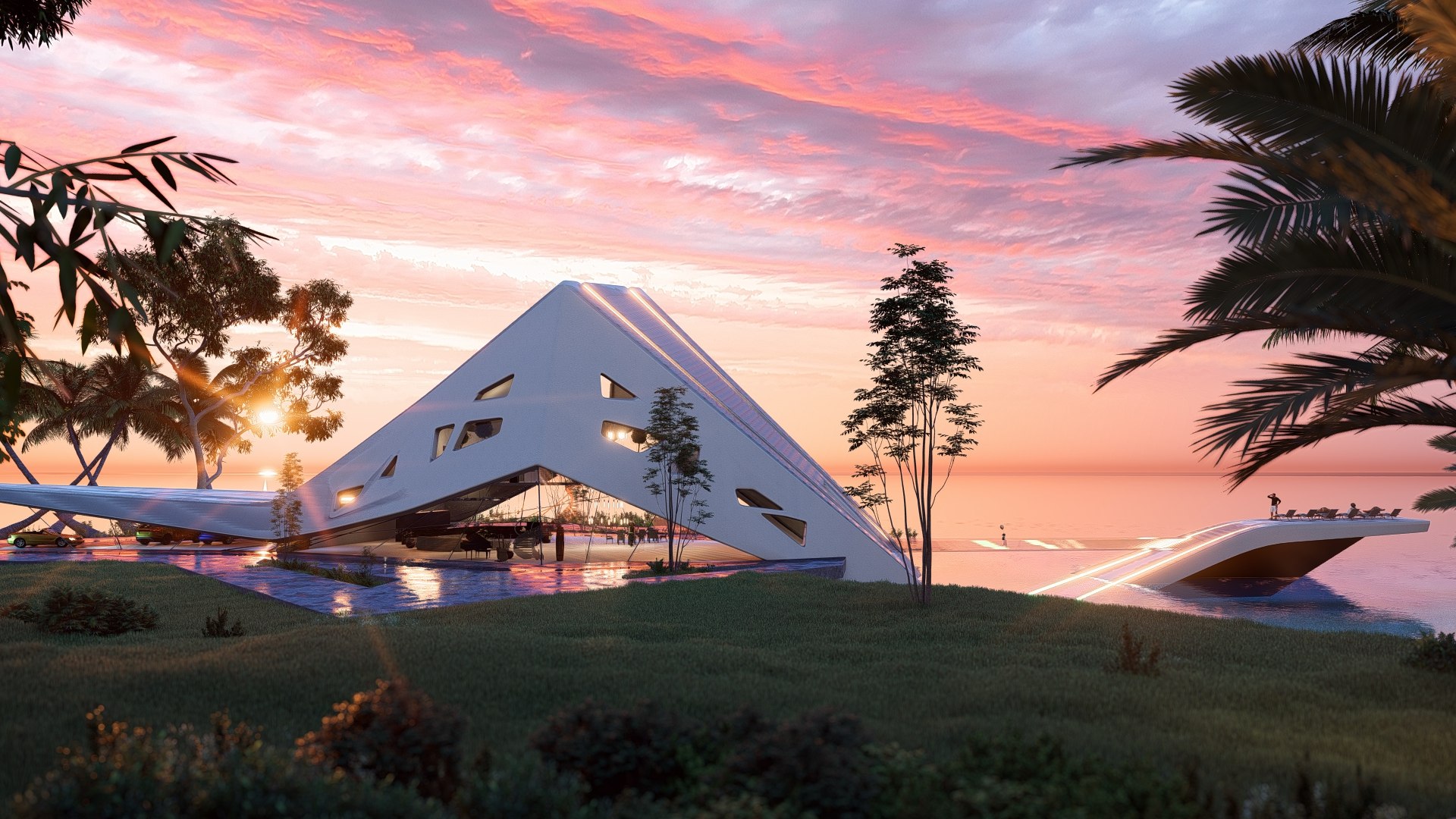 3D Deconstruction Architecture Futuristic Modern Beach House Luxury ...