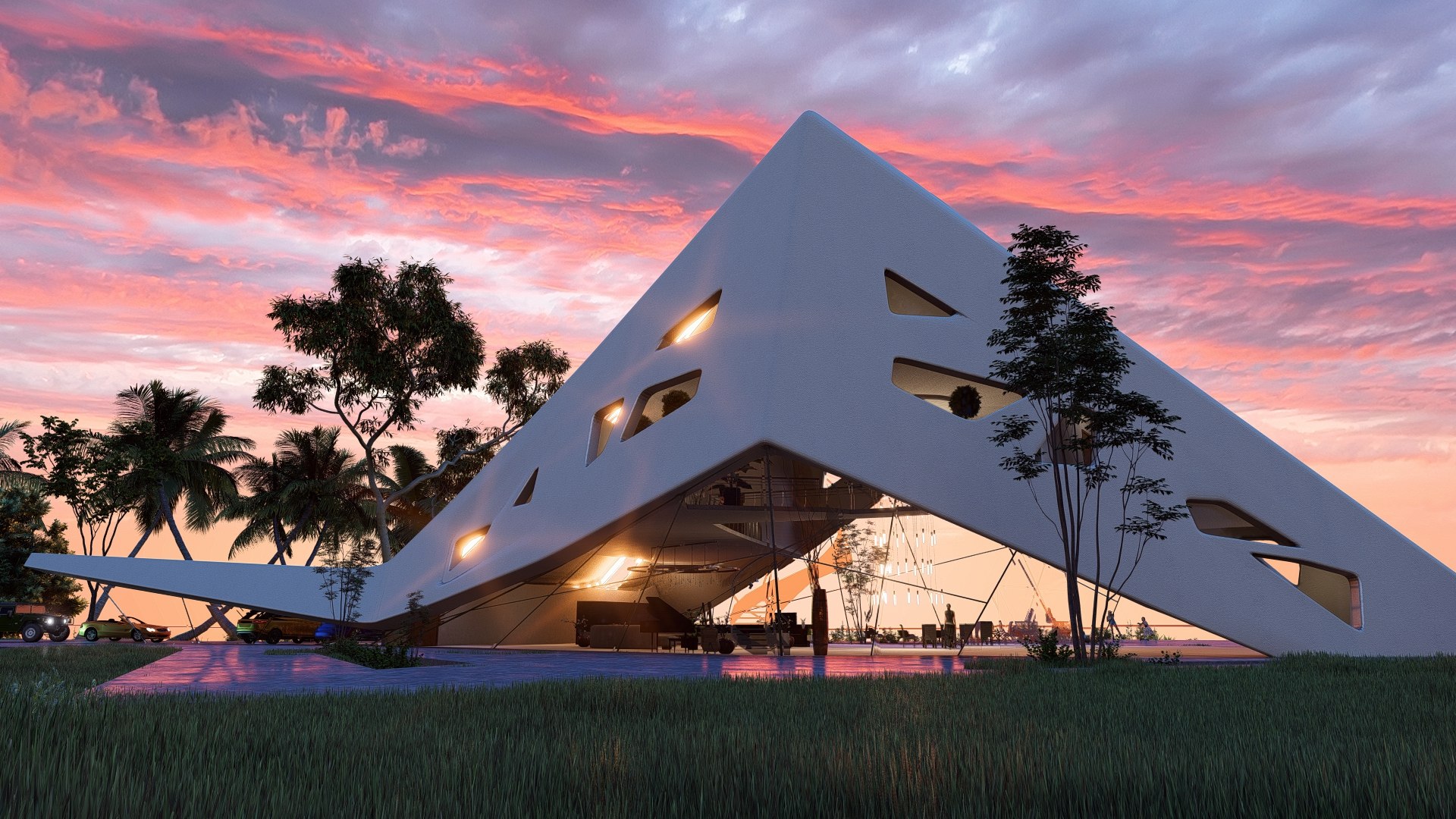 3D Deconstruction Architecture Futuristic Modern Beach House Luxury Villa 3D Model CGI ...