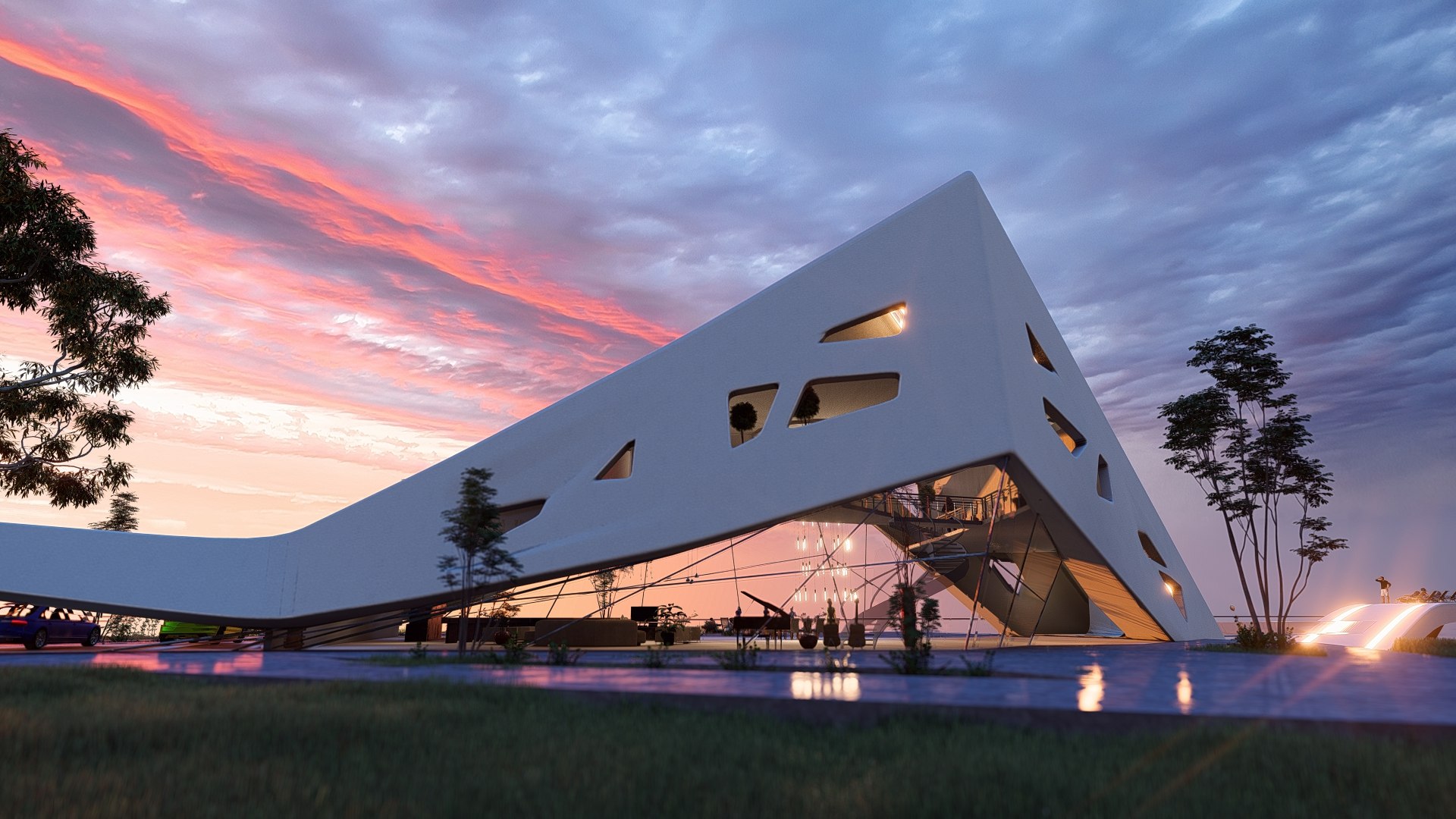 3D Deconstruction Architecture Futuristic Modern Beach House Luxury ...