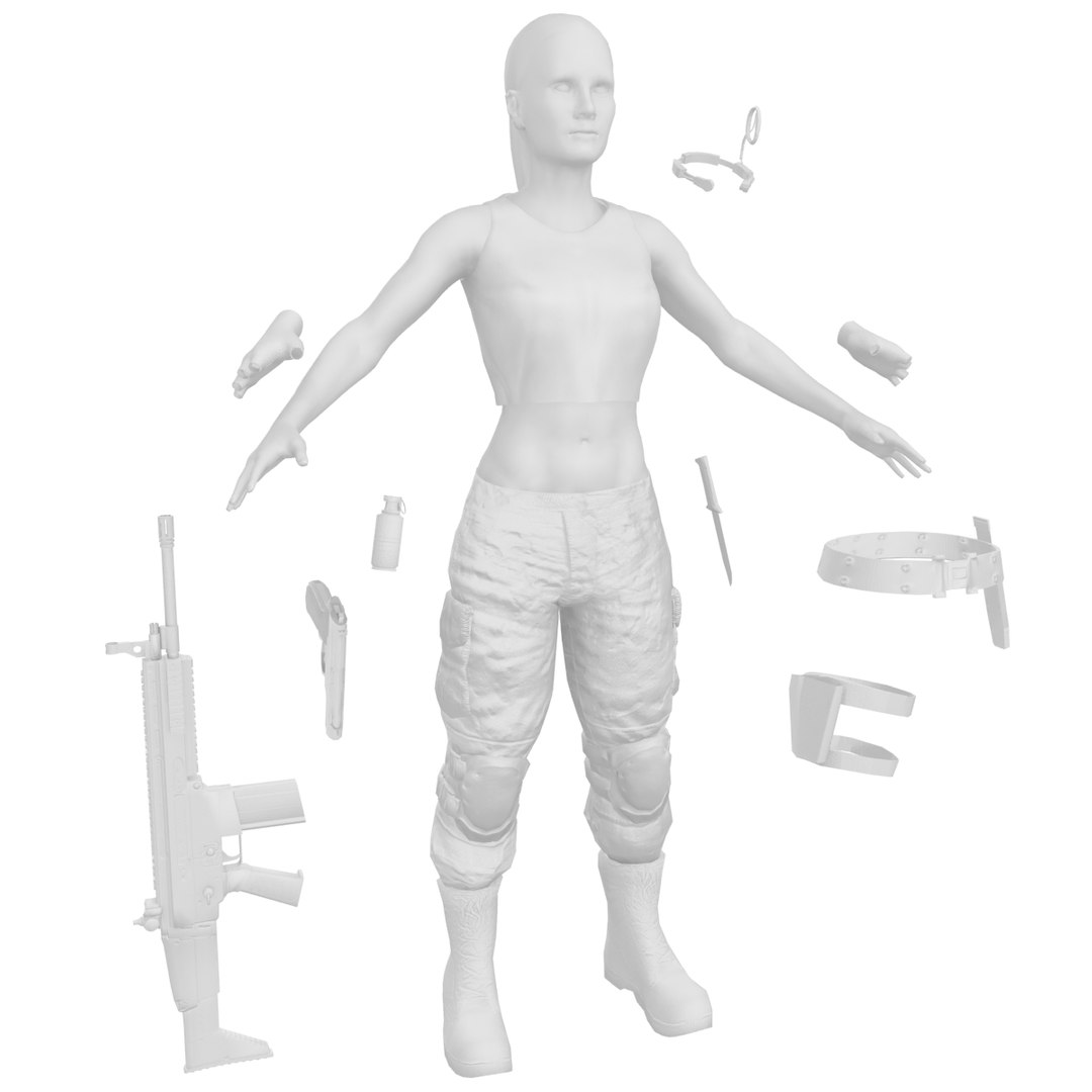 Female Mercenary 3D Model - TurboSquid 1322807