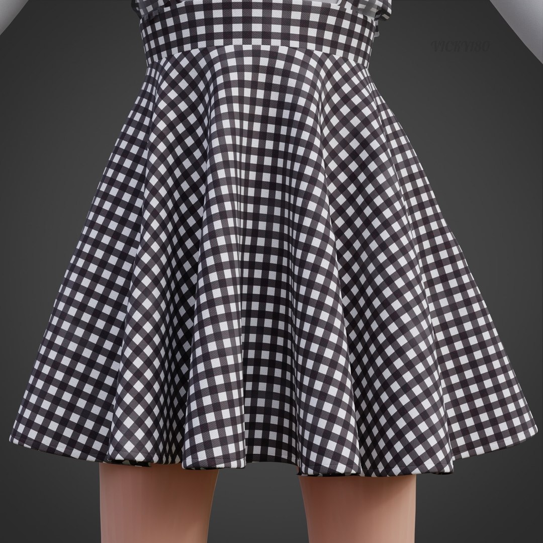 3D Model Check Pinafore Dress And Sweater - Jumper Cloth 3D Model ...