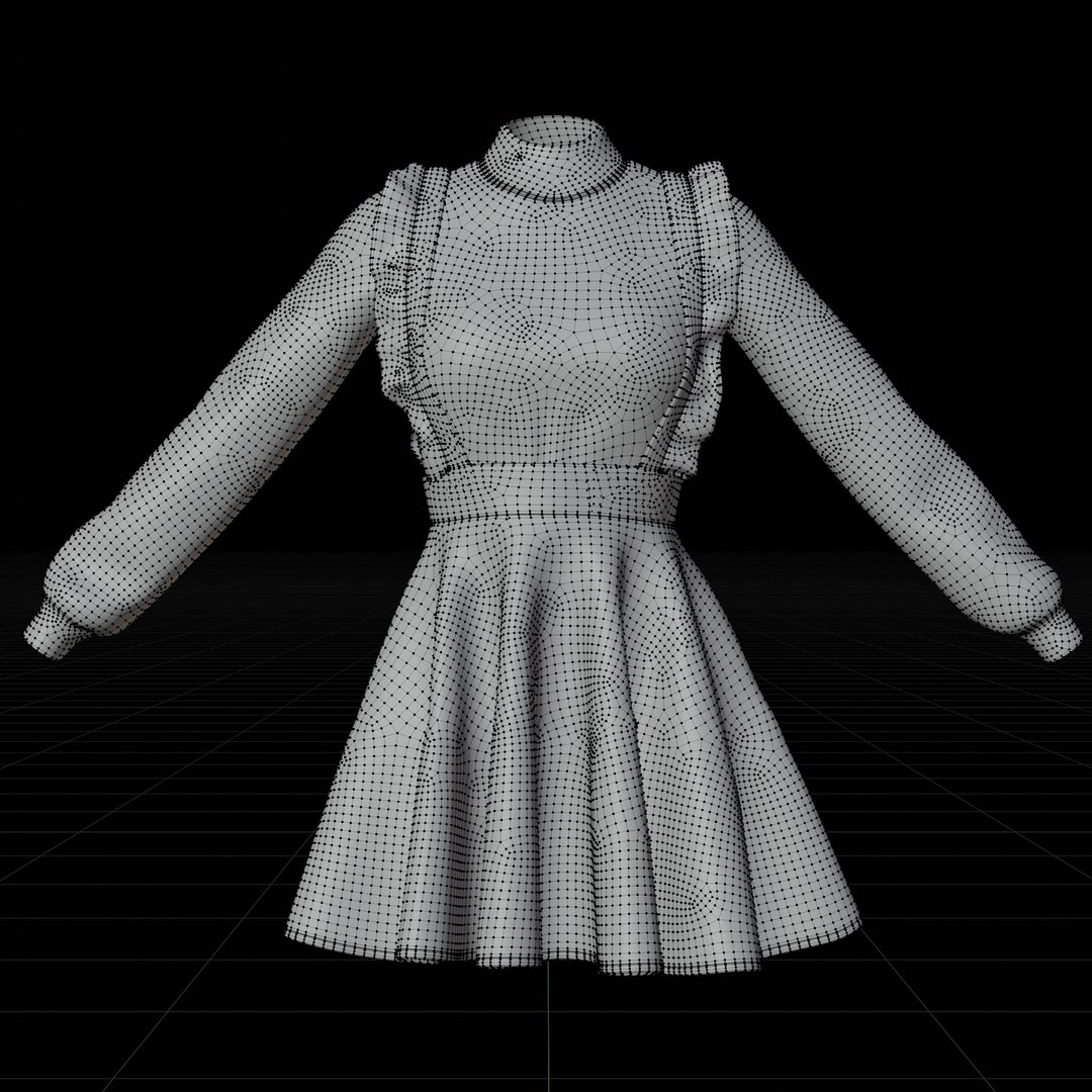 3D Model Check Pinafore Dress And Sweater - Jumper Cloth 3D Model ...