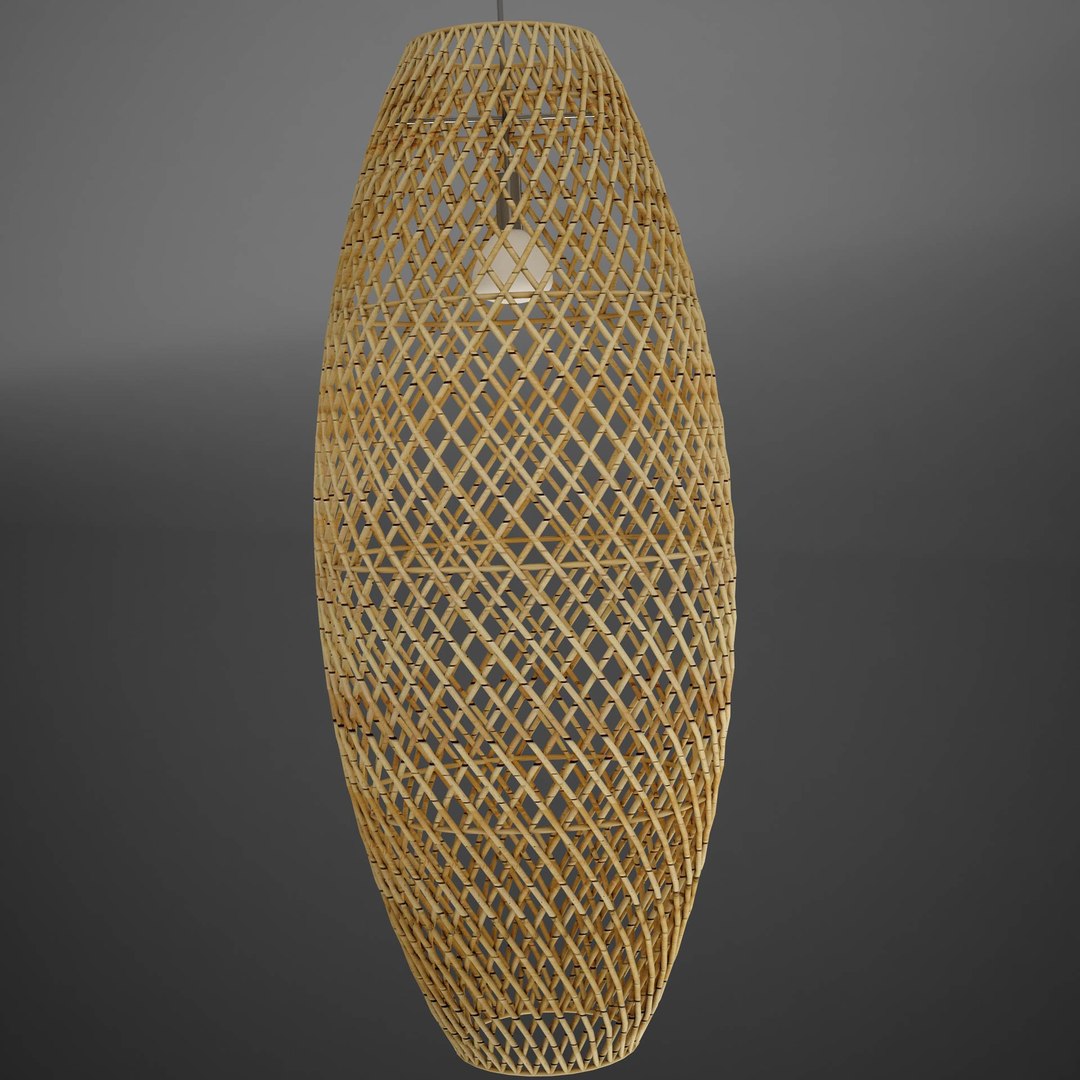 3D Model Wicker Rattan Long Oval Lamp HD - TurboSquid 1719976