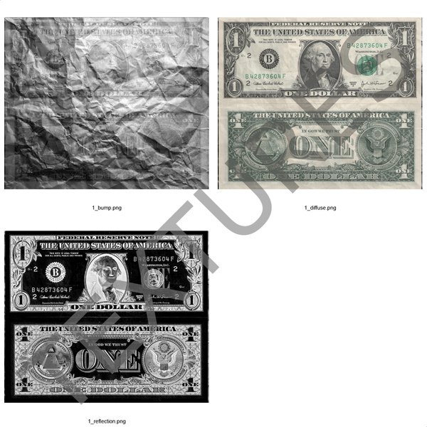 3d dollar bill model