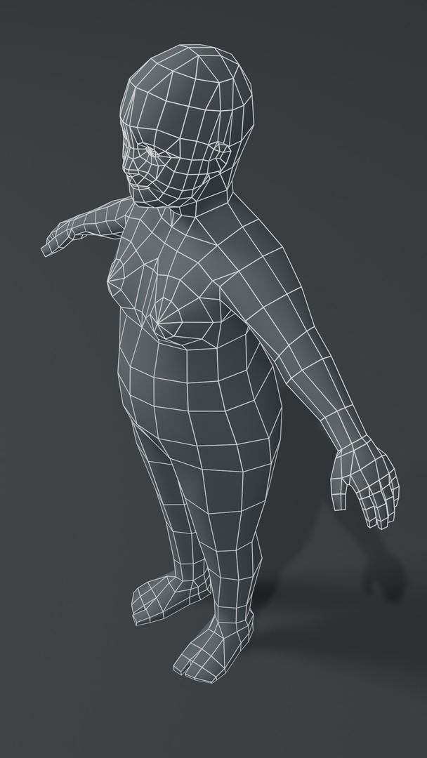 Fat Human Body Base Mesh Family Pack 1000 Polygone 3D-Modell ...