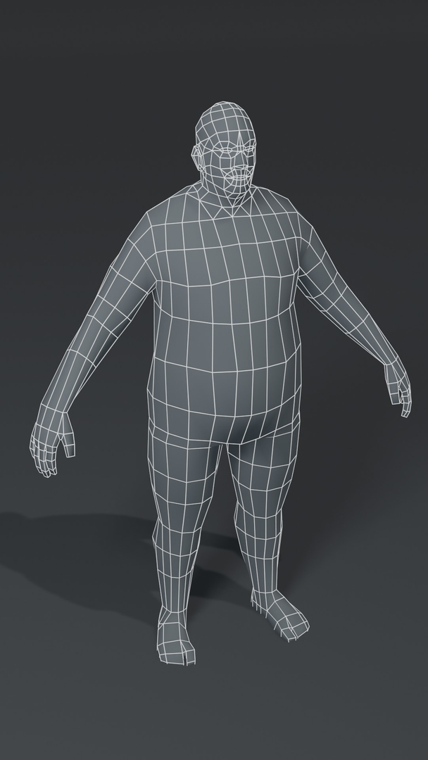 Fat Human Body Base Mesh Family Pack 1000 Polygone 3D-Modell ...