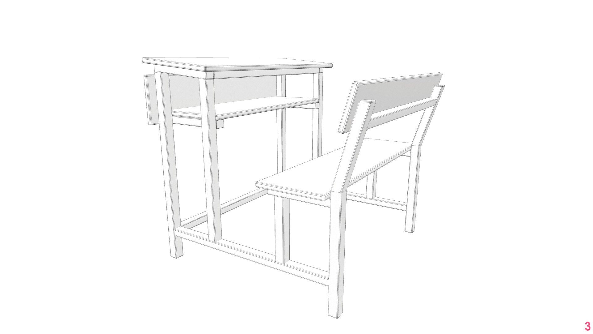 3D Model School Bench - TurboSquid 1735572