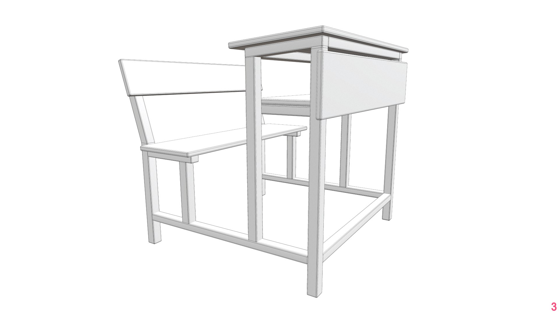 3D Model School Bench - TurboSquid 1735572