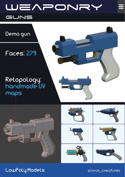 modelo 3d Pistola de demostración LowPoly gratis - TurboSquid 2285235