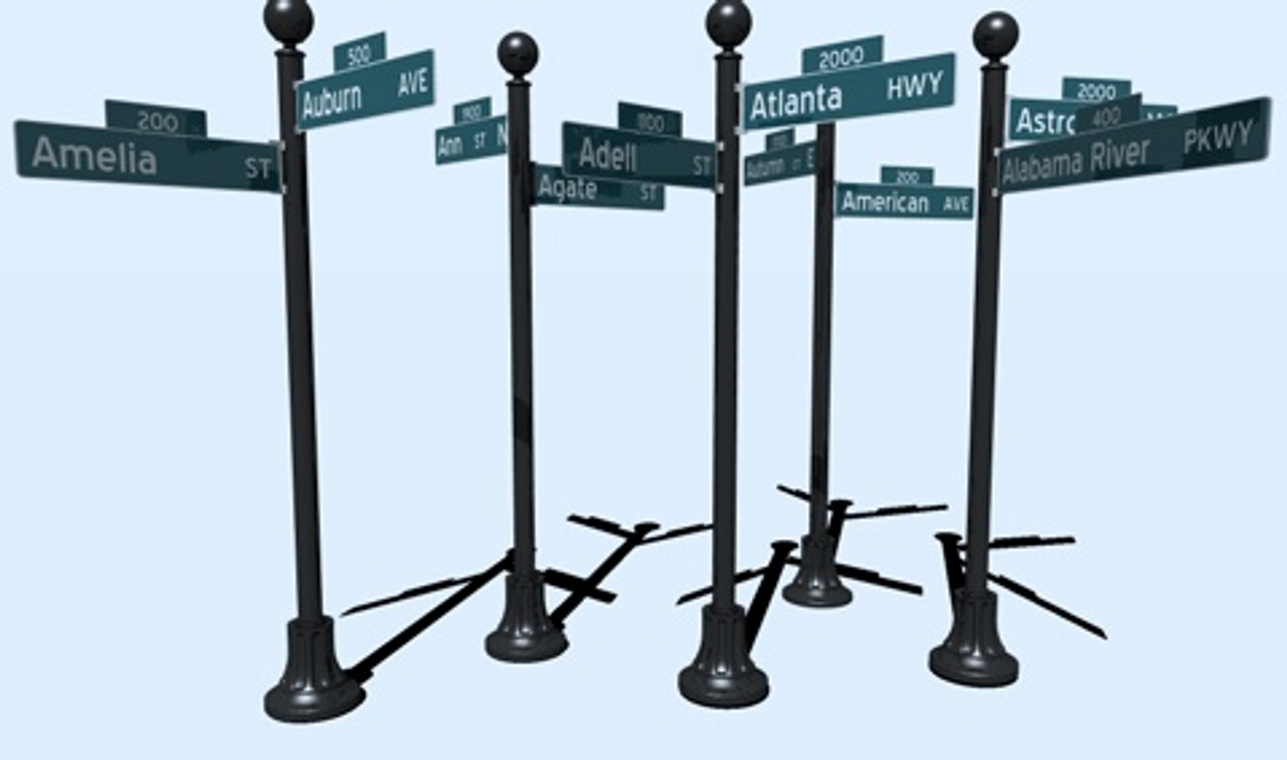 206 Street Signs Names 3d Model
