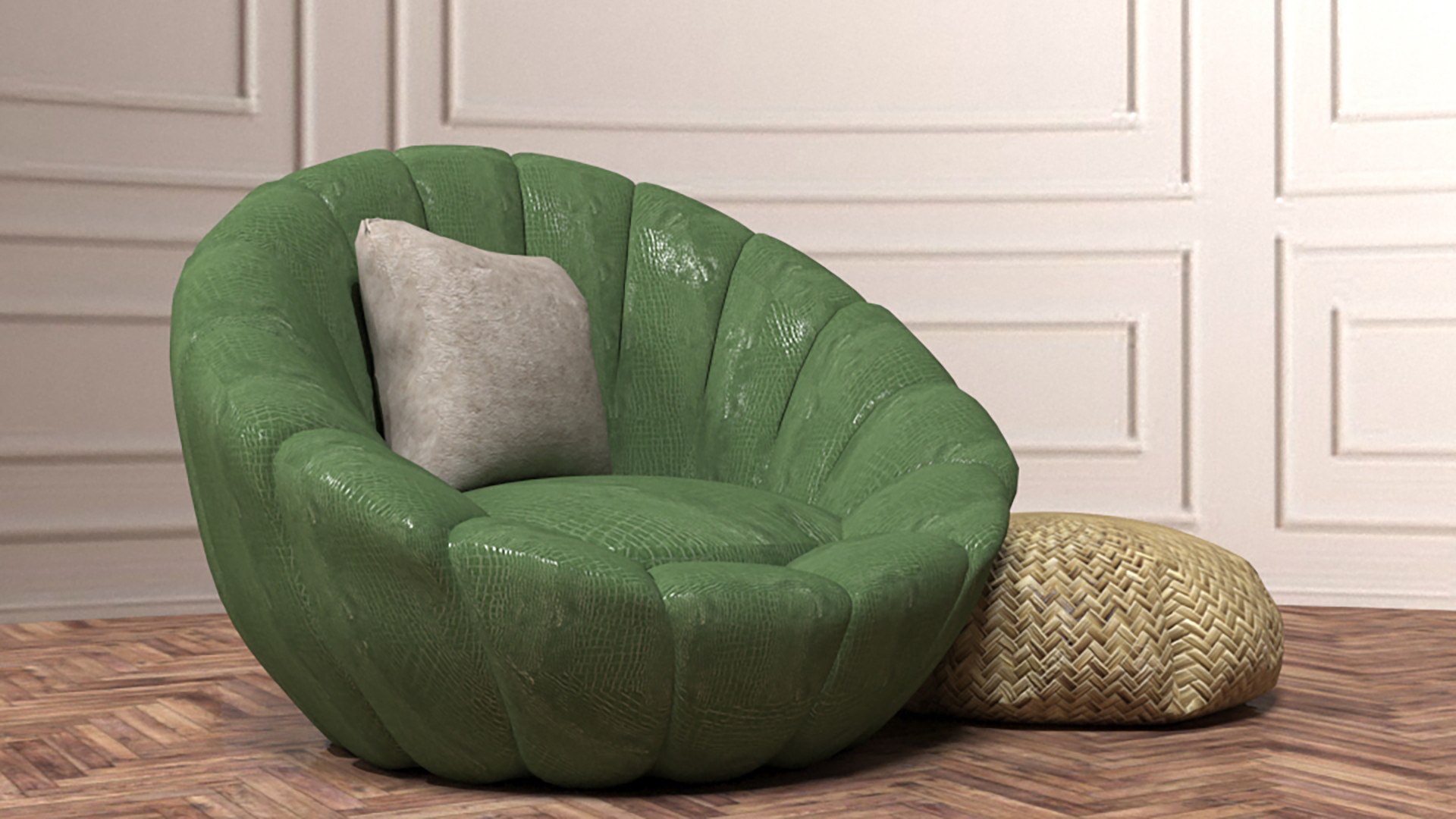 Round Armchair With Round Buff 3D Model - TurboSquid 2107462