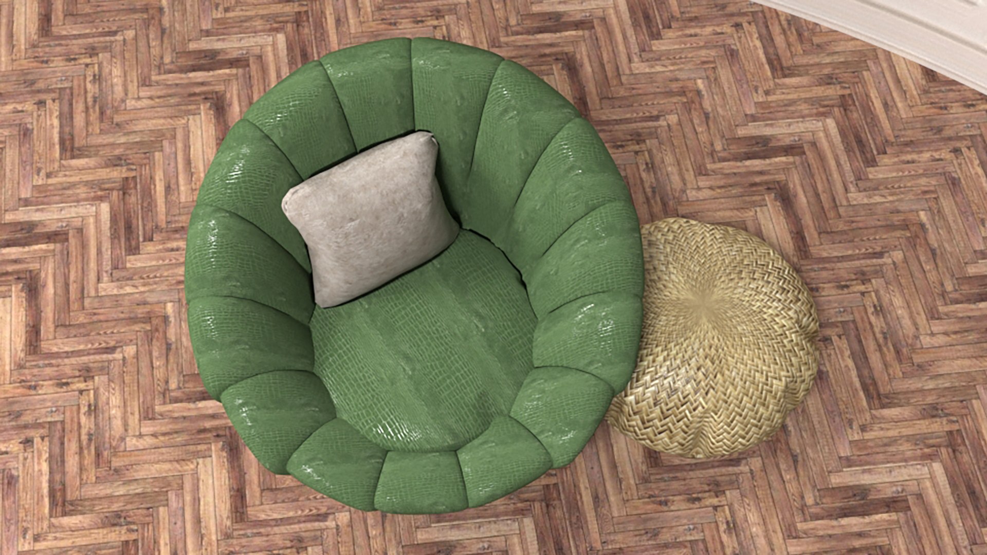 Round Armchair With Round Buff 3D Model - TurboSquid 2107462