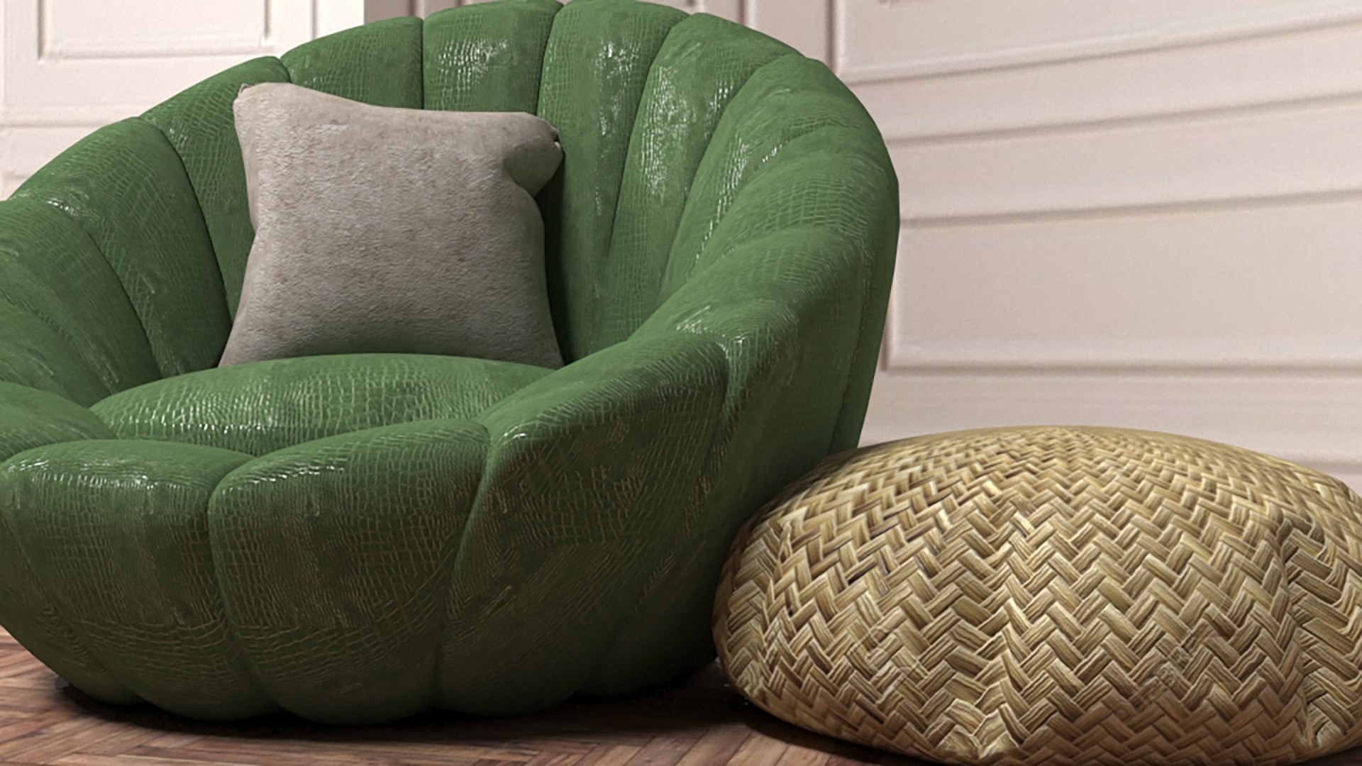 Round Armchair With Round Buff 3D Model - TurboSquid 2107462