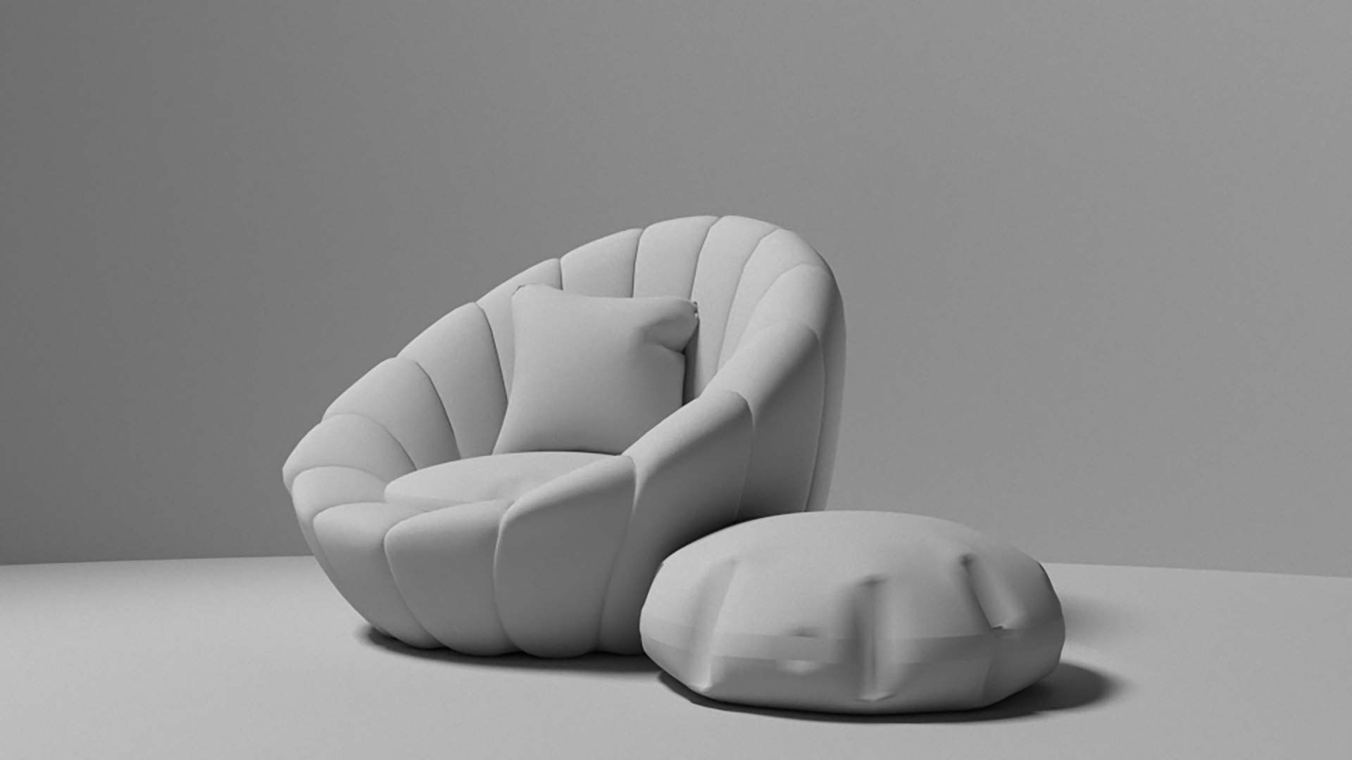 Round Armchair With Round Buff 3D Model - TurboSquid 2107462