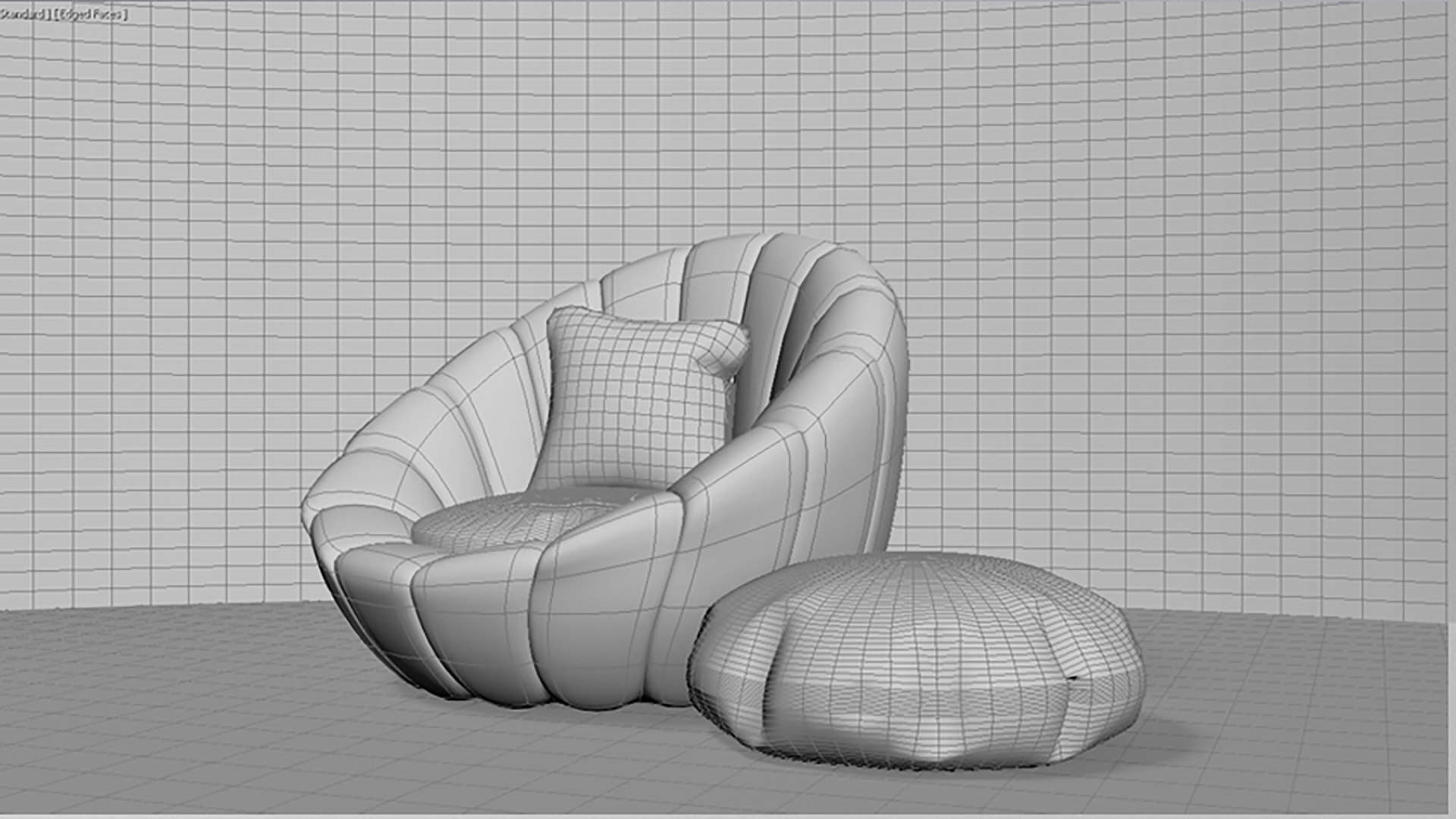 Round Armchair With Round Buff 3D Model - TurboSquid 2107462