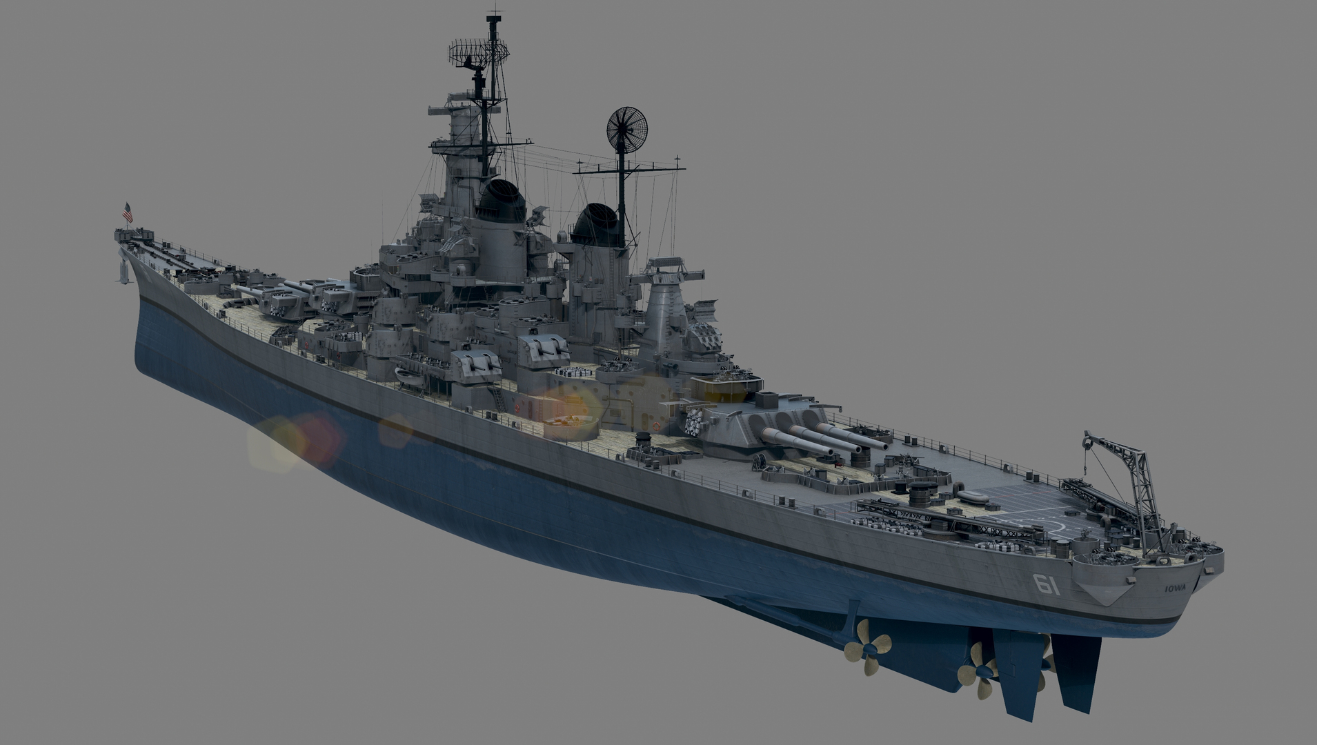 uss bb-61 class iowa 3d model