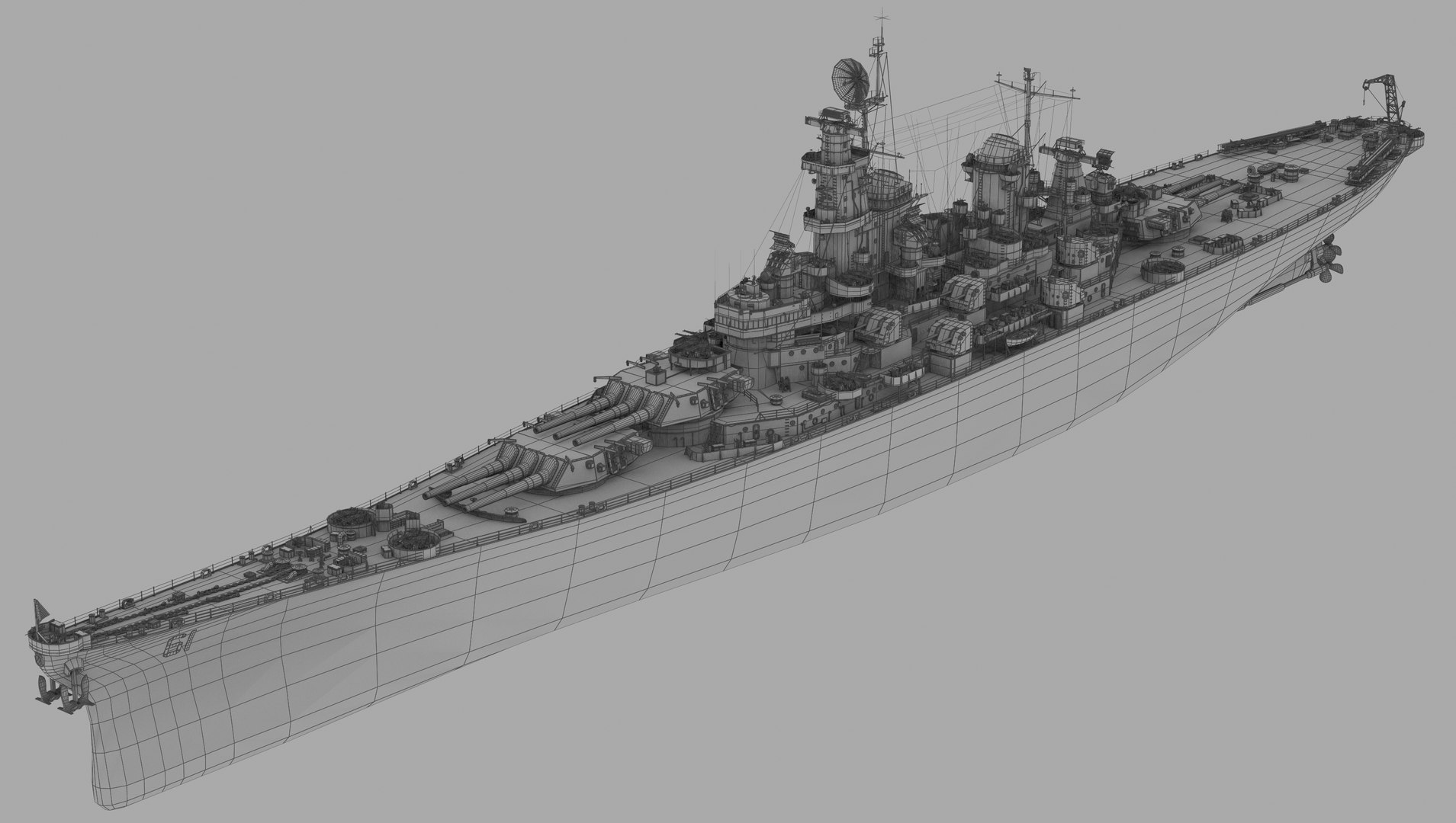 uss bb-61 class iowa 3d model