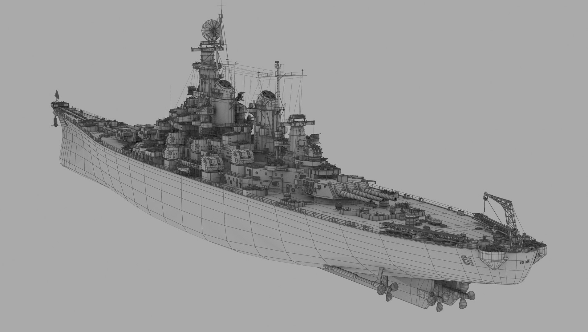 uss bb-61 class iowa 3d model