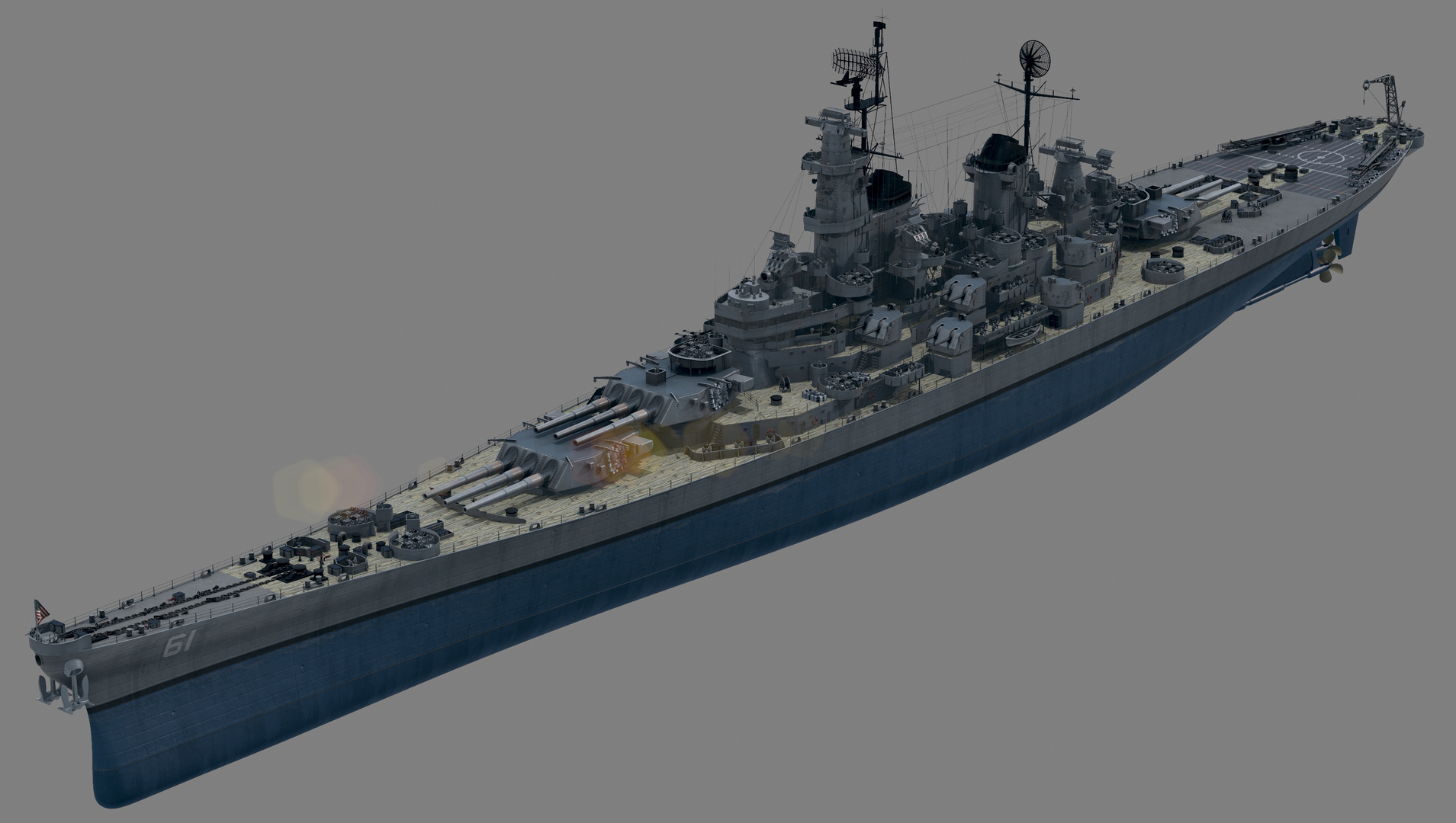 uss bb-61 class iowa 3d model