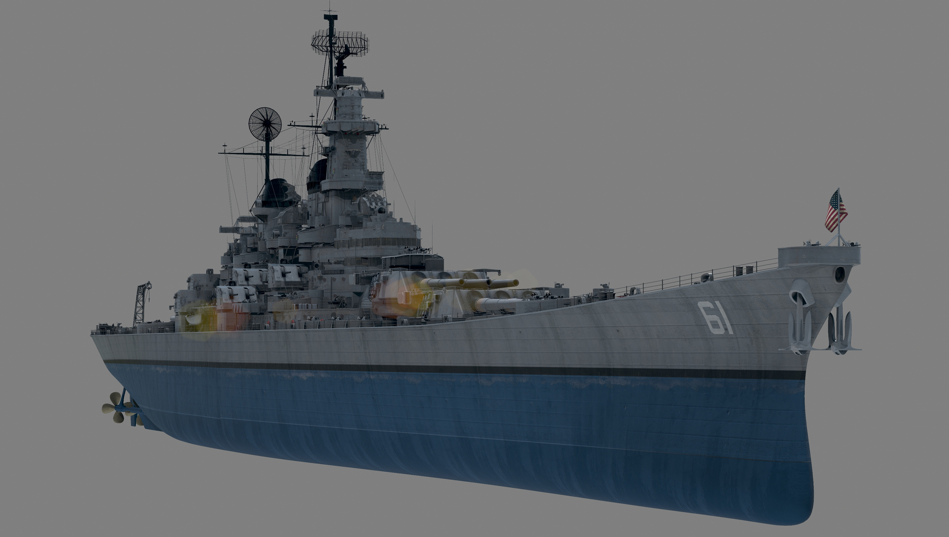 uss bb-61 class iowa 3d model