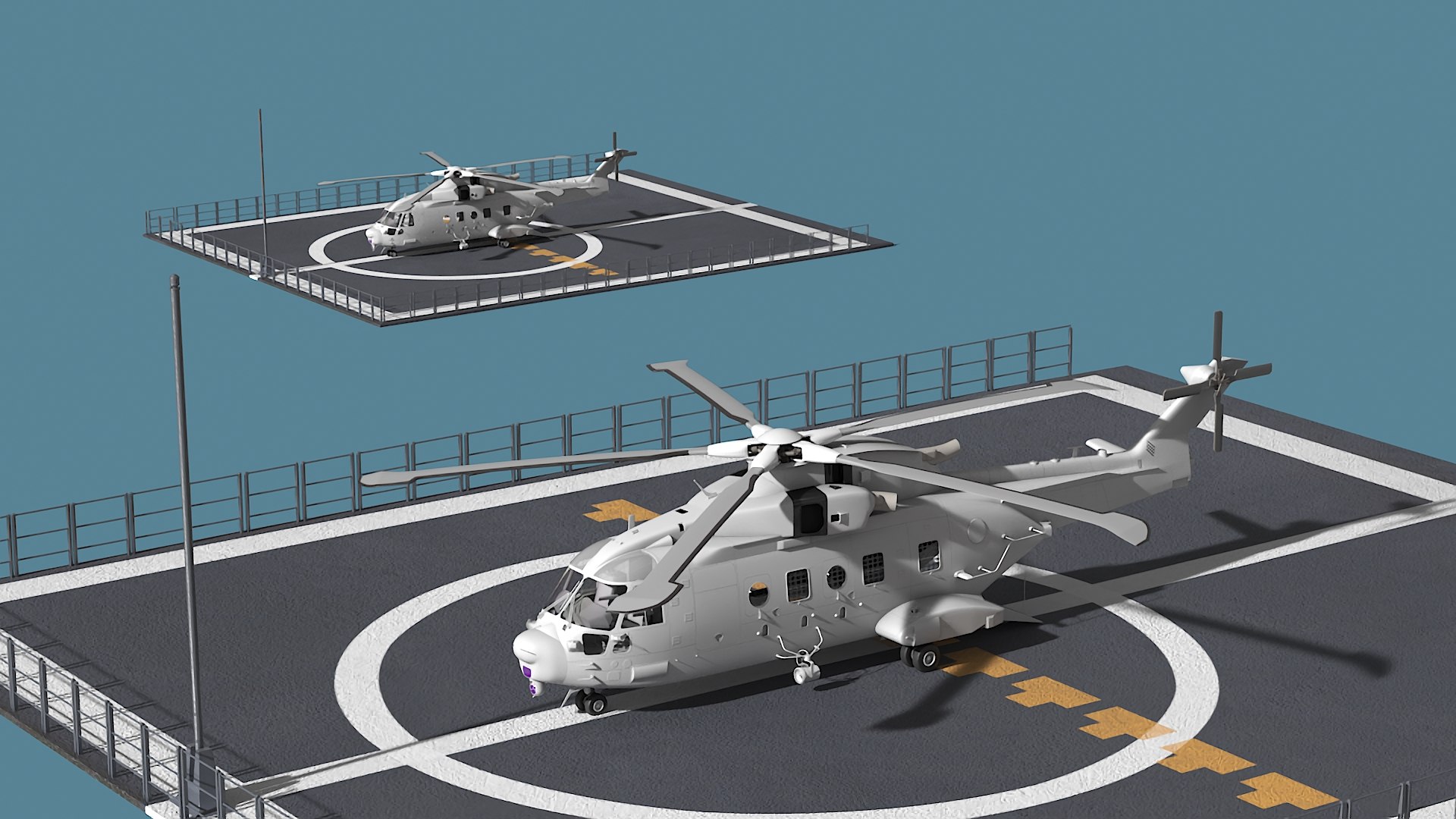 Transport Helicopter On Landing Pad 3D Model - TurboSquid 2366216