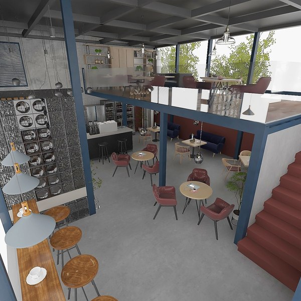 Two-Floor Restaurant Design3D模型 - TurboSquid 1898743